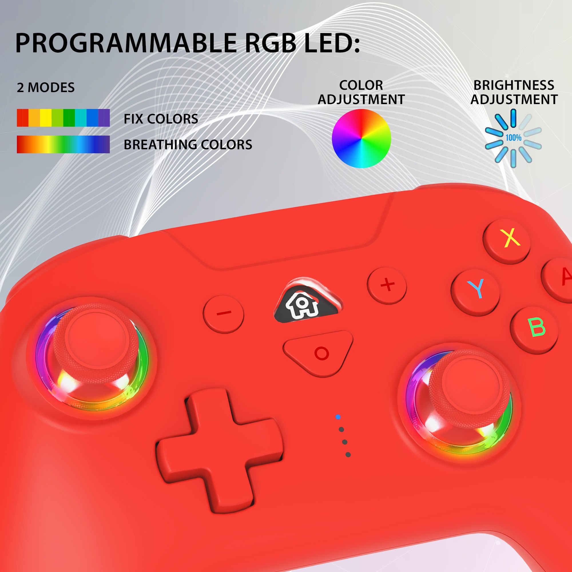 Manette LED sans fil pour Switch 2 & Switch rouge | Subsonic