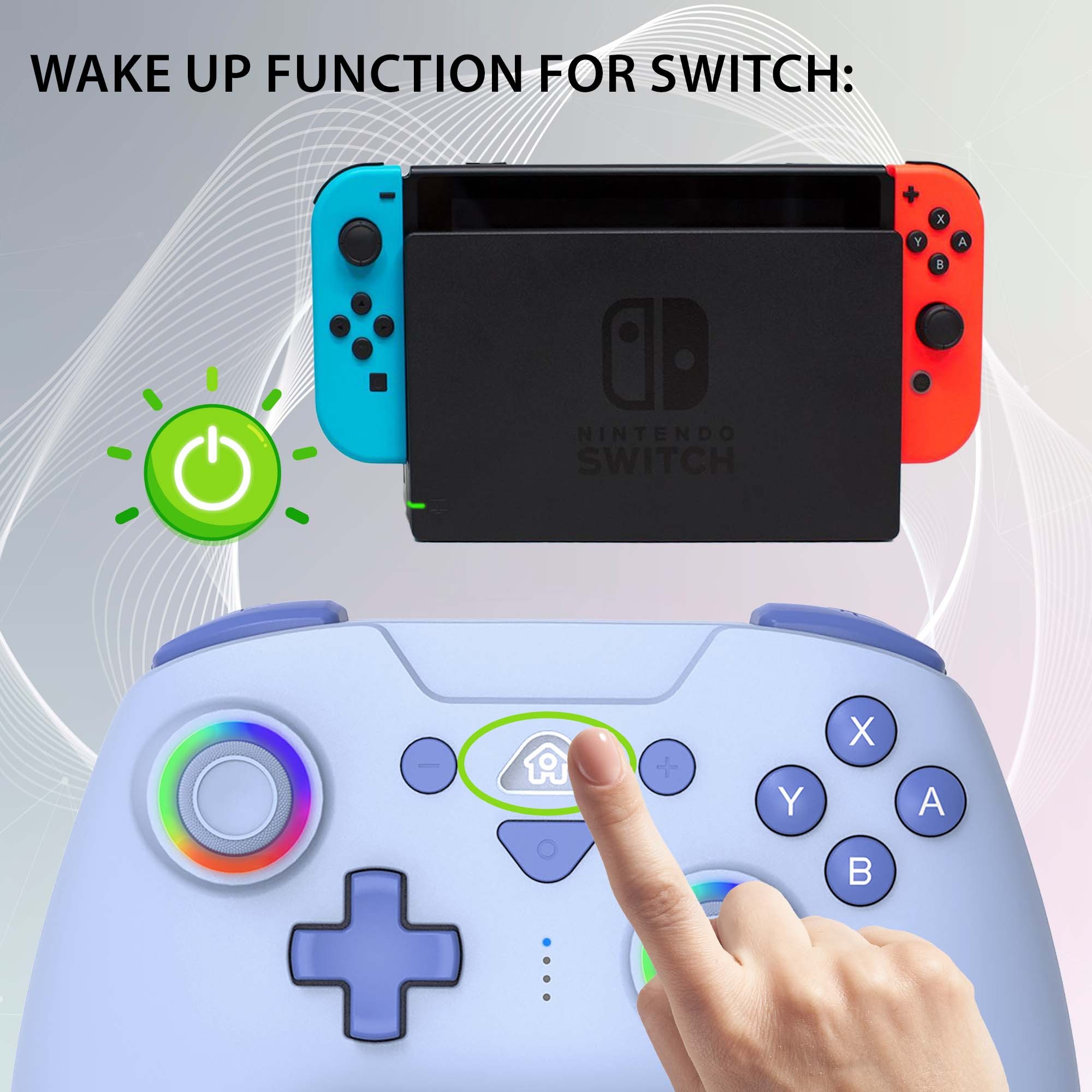 Mando inalámbrico led para Switch 2 & Switch azul| Subsonic